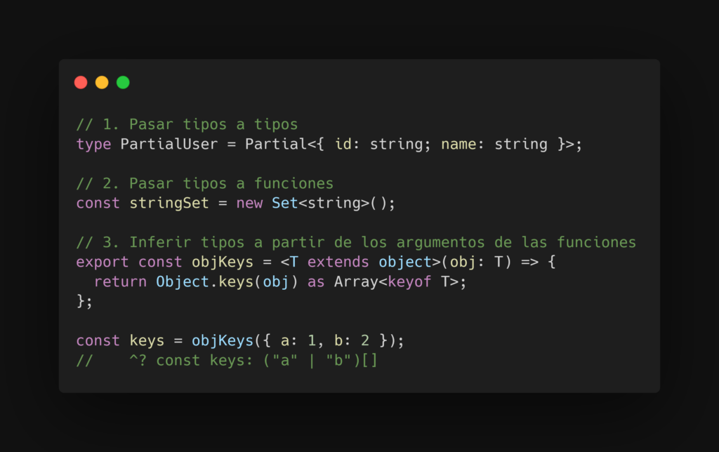 Entiendo los tipos genéricos en TypeScript